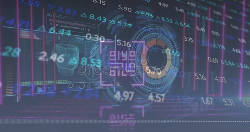 Composition of Statistics, Data Processing with Numbers Over Qr Code Stock Image - Image of ...
