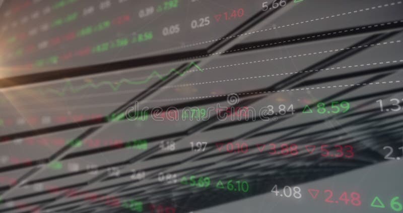 Composition of Stock Market Over Window and Light Trails Stock Photo ...