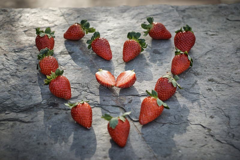 Composition of Strawberries in the Shape of Heart Stock Image - Image ...