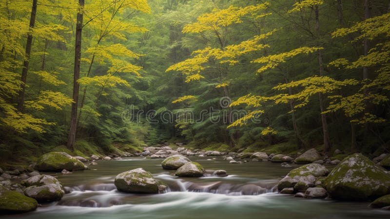 A Composition of a Strikingly Dynamic Scene of a Stream in a Forest AI ...