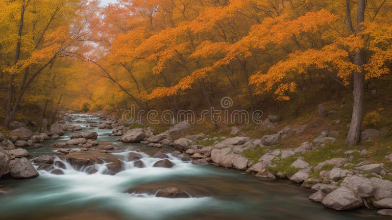 A Composition of a Stunningly Panoramic View of a Stream in the Woods ...