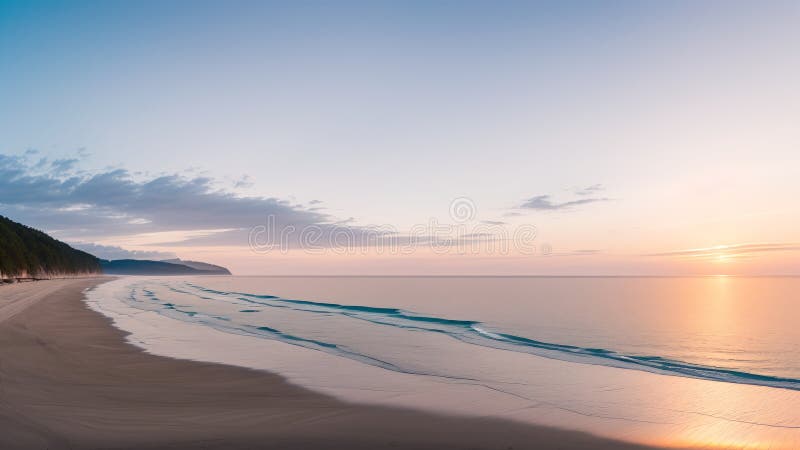 A Composition of a Stunningly Realistic Beach at Sunset with a Lone ...