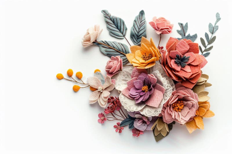 Composition of a Summer Bouquet Made of Felt. Cute Spring Bouquet for ...