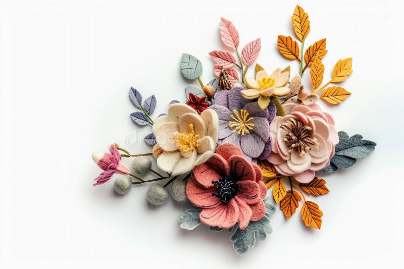 Composition of a Summer Bouquet Made of Felt. Cute Spring Bouquet for ...