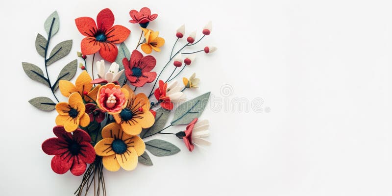 Composition of a Summer Bouquet Made of Felt. Cute Spring Bouquet for ...