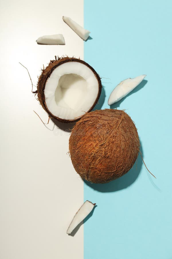 Composition for Summer Concept with Coconut on Two Tone Background ...