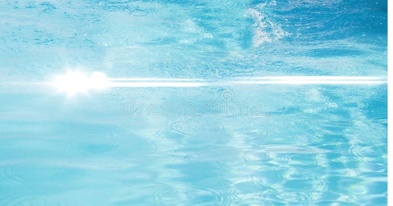 Composition of Swimming Pool with Clear Water, Glowing Light and Copy ...