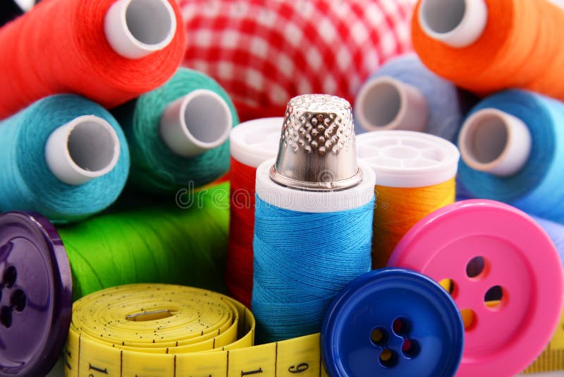 Composition with Tailor Threads and Buttons Stock Photo - Image of ...