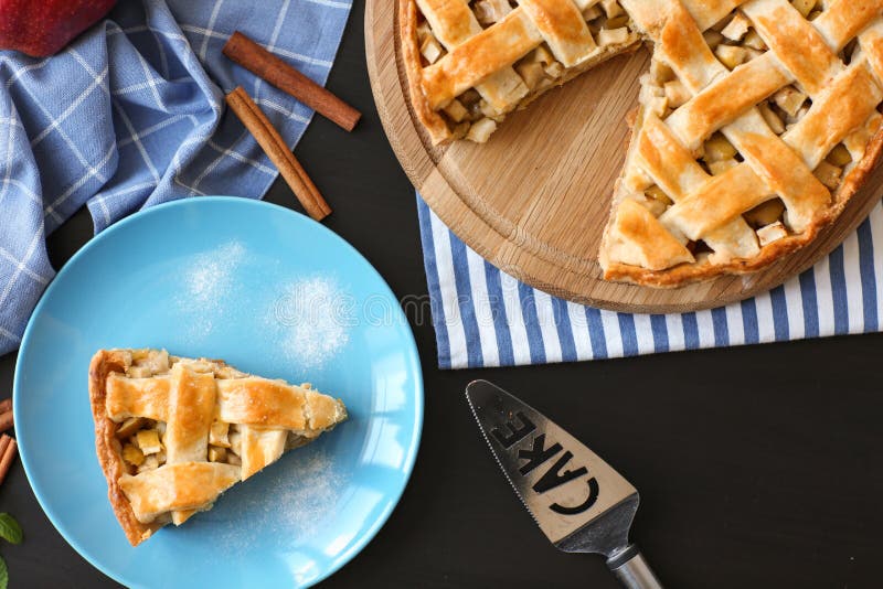 Composition with Tasty Homemade Apple Pie on Table Stock Photo - Image ...