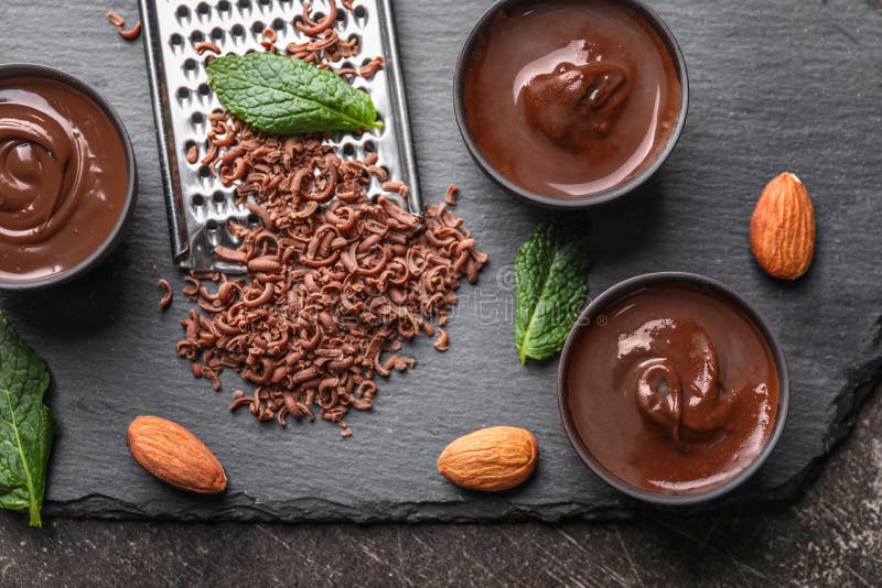 Composition with Tasty Melted Chocolate on Table Stock Photo - Image of ...