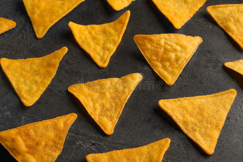 Composition of Tasty Tortilla Chips Nachos on Grey Table Stock Image ...