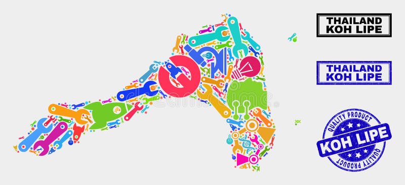 Composition of Technology Koh Lipe Map and Quality Product Stamp Seal ...