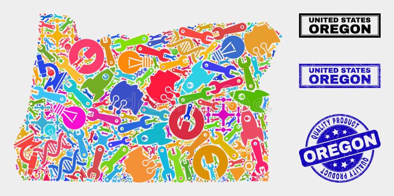 Composition of Technology Oregon State Map and Quality Product ...
