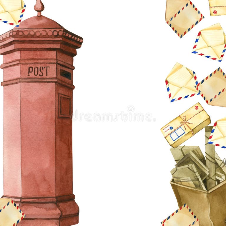 Composition on the Theme of Mail and Sending Letters, a Post Pole, a ...