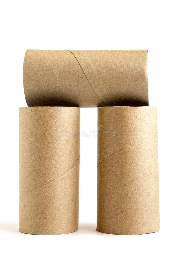 Two Cardboard Paper Tubes on White Background. Close-up of Empty Toilet ...