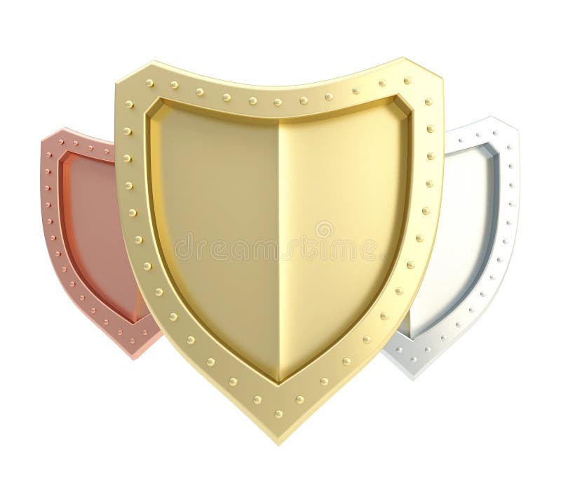 Composition of Three Shields Isolated Stock Illustration - Illustration ...