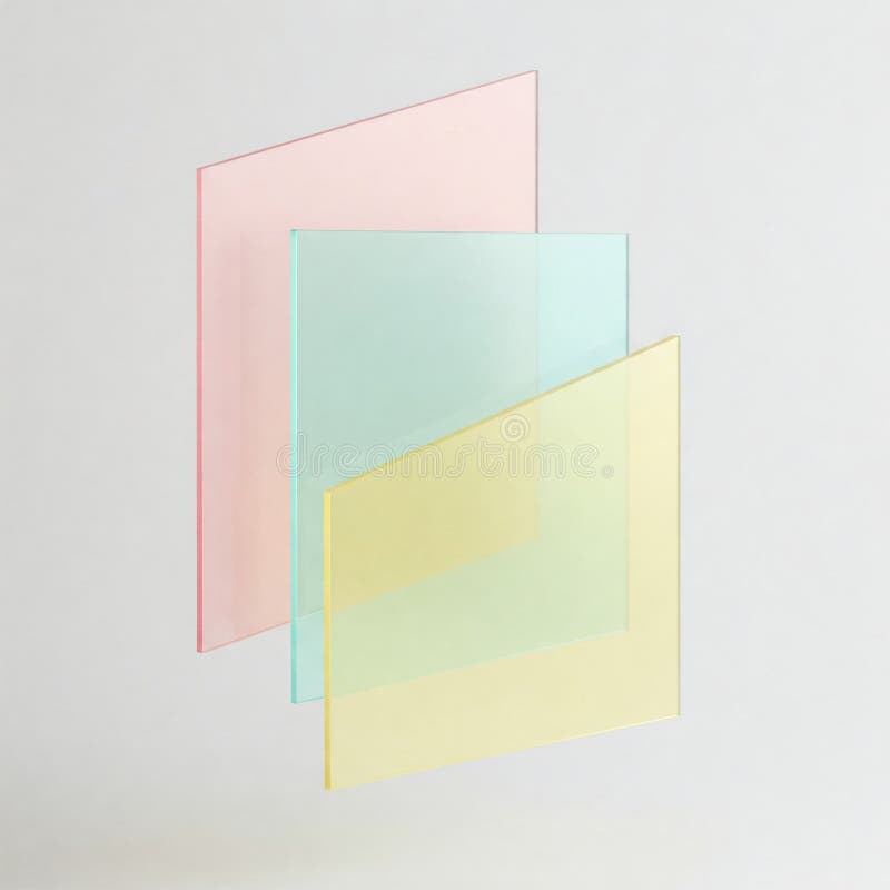A Composition of Three Thin, Floating Acrylic Sheets in Contrasting ...