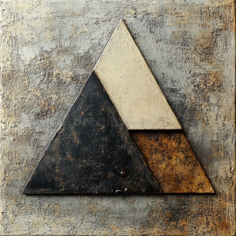 A Composition of Three Triangular Forms in Contrasting Colors Rests on ...