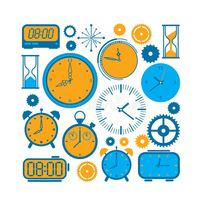 Composition with Time Symbols Stock Vector - Illustration of icon ...