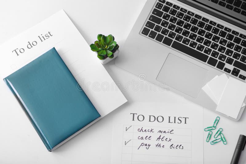 Composition with To-do List on White Background Stock Photo - Image of ...