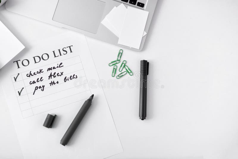 Composition with To-do List on White Background Stock Image - Image of ...
