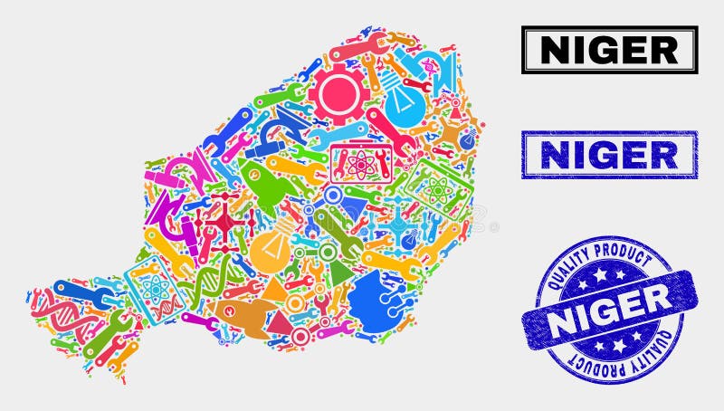 Composition of Tools Niger Map and Quality Product Stamp Seal Stock ...
