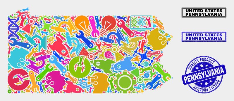 Composition of Tools Pennsylvania State Map and Quality Product ...