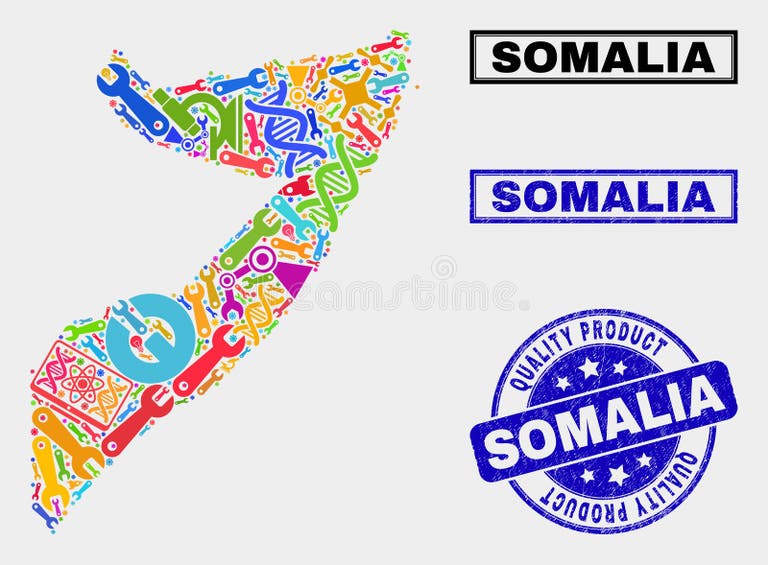 Composition of Tools Somalia Map and Quality Product Stamp Seal Stock ...