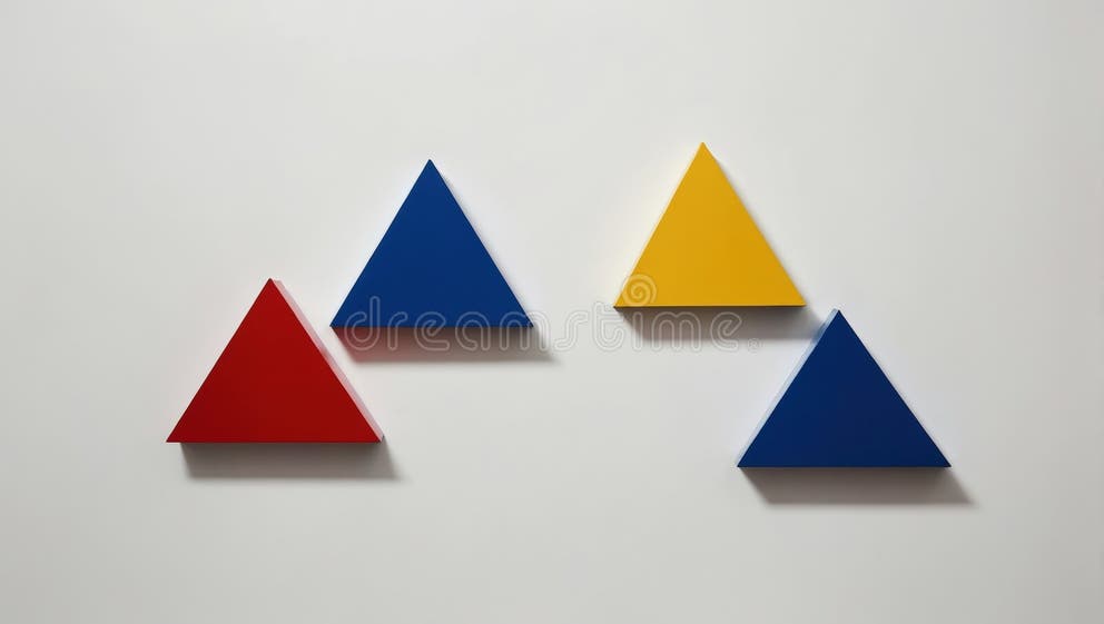 Composition of Colored Triangles on a White Background Stock ...