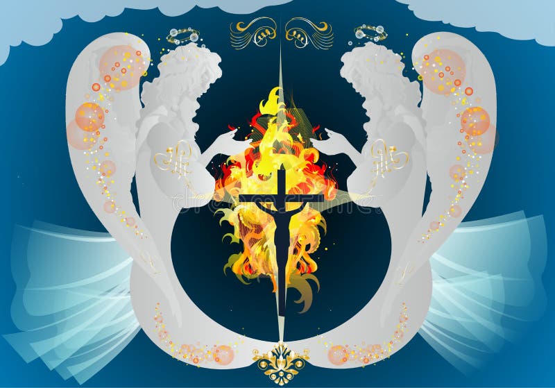 Composition with Two Angels Stock Illustration - Illustration of holy ...