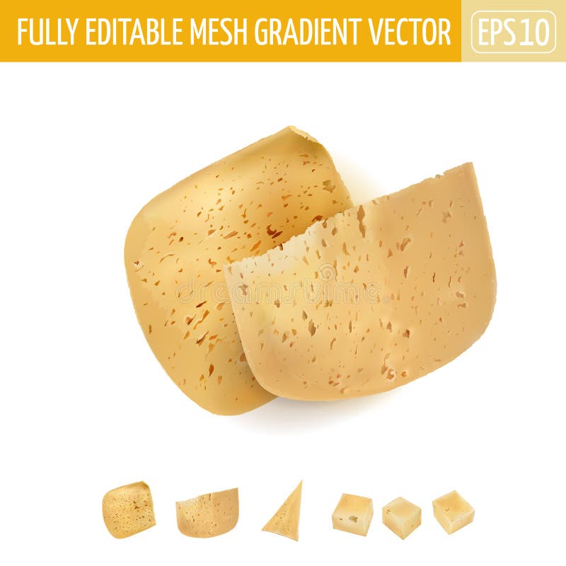 Composition of Two Pieces of Yellow Cheese. Stock Vector - Illustration ...