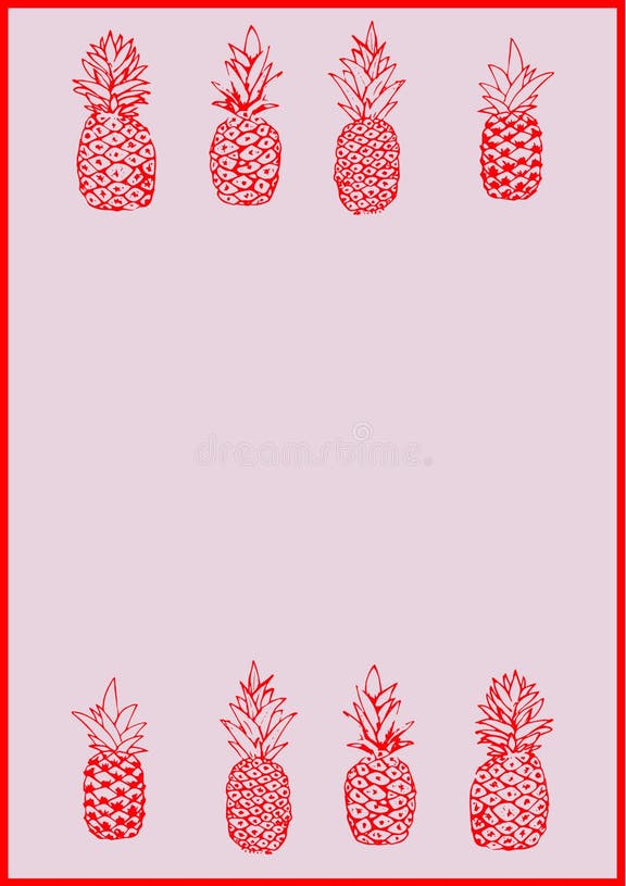 Composition of Two Rows of Red Pineapples on Grey Background with Red ...