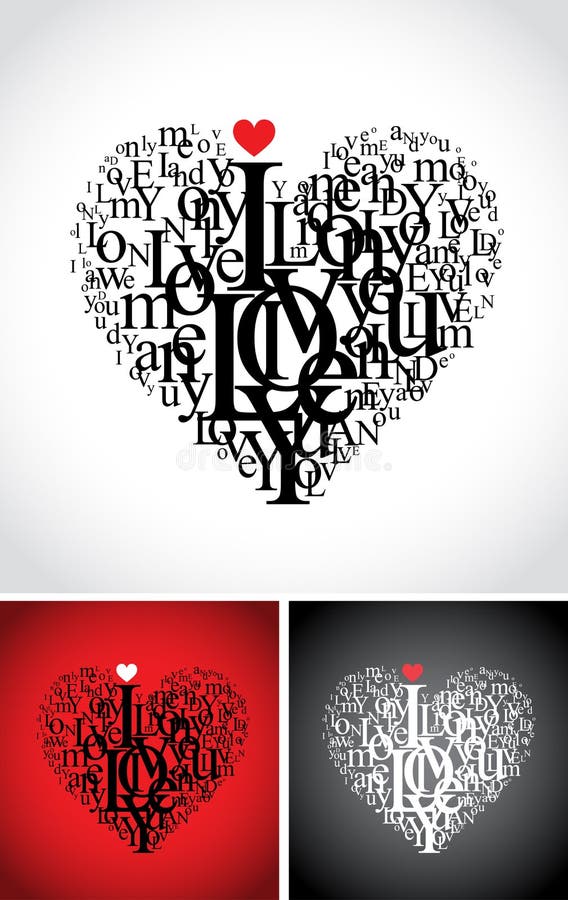 Composition Typographique Dans Une Forme De Coeur Illustration de ...