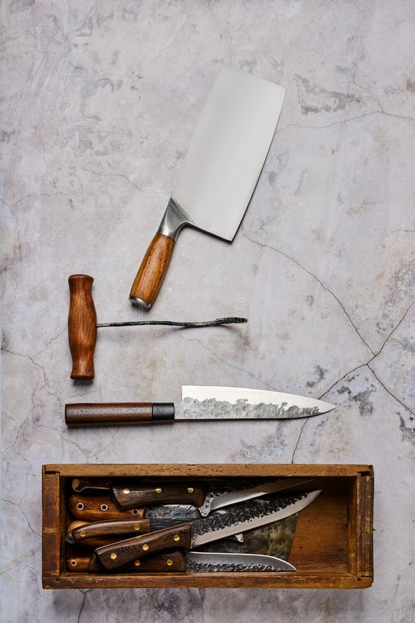 Composition with Used Butcher Tools Stock Image - Image of concrete ...