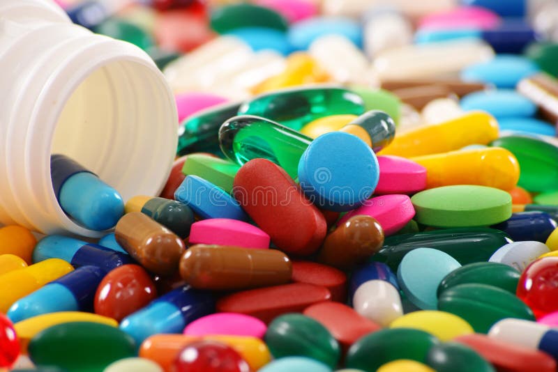 Variety Of Drug Pills And Dietary Supplements Stock Photo - Image of ...