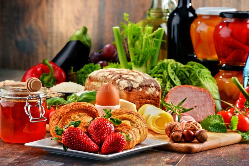 Composition with Variety of Organic Food Products Stock Image - Image ...