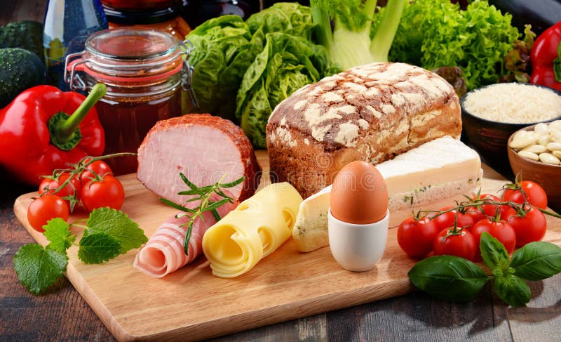 Composition with Variety of Organic Food Products Stock Photo - Image ...