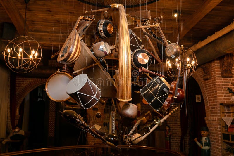 Composition of Various Musical Instruments Suspended in the Air in the ...