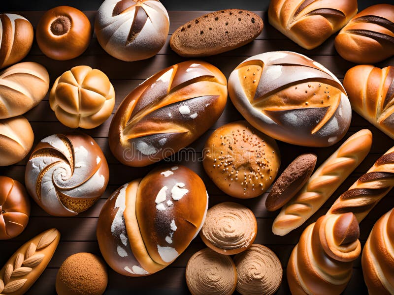 Composition of Various Types of Bread and Buns Stock Illustration ...