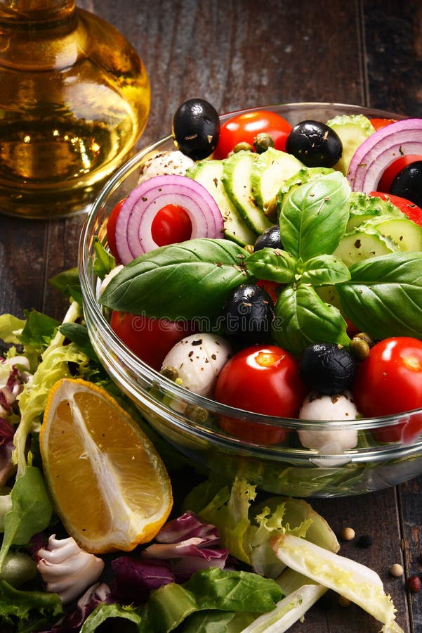 Composition with Vegetable Salad Bowl. Balanced Diet Stock Image ...