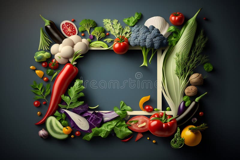 Composition with Vegetables or Veggies and Empty Frame Space Stock ...