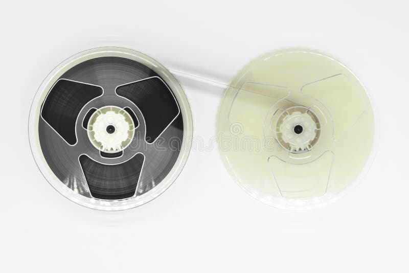 Composition of Video Home System VHS Tape Reels on White Background ...