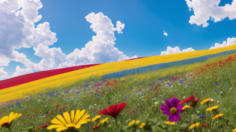 A Composition of a Visually Stimulatingly Colored Field of Flowers AI ...