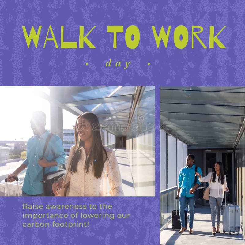 Composition of Walk To Work Day Text and Diverse Business People ...