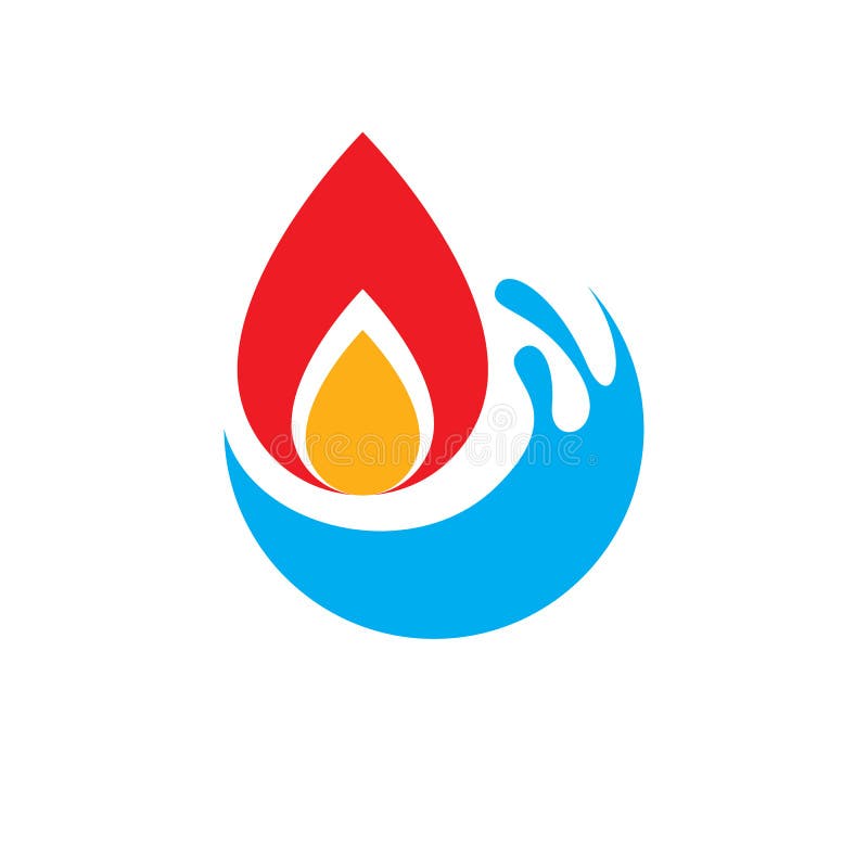Composition of Water and Fire Elements, Nature Power, H2O Symbol Stock ...