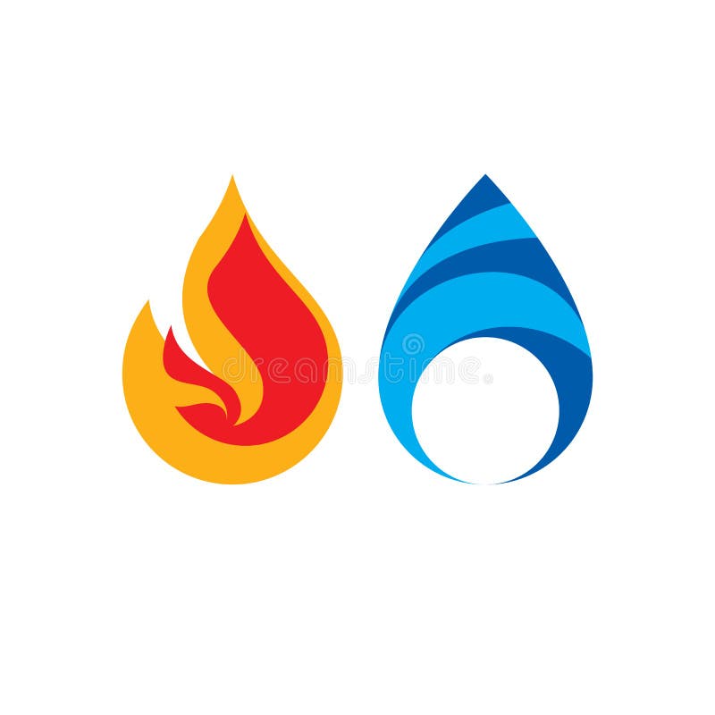 Composition of Water and Fire Elements, Nature Power, H2O Symbol Stock ...