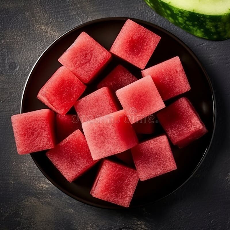 Composition of Watermelon Cubes Close Up. Beautiful Fruit Composition ...