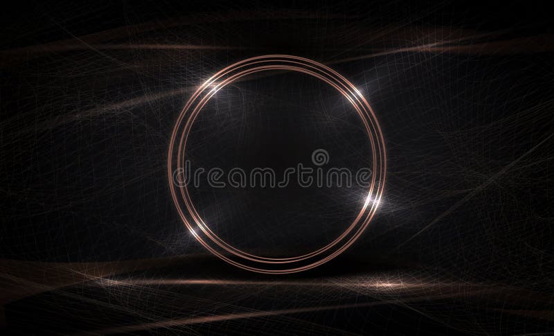 Composition with a Wavy Mesh Pattern, a Round Frame in a Golden Tone ...