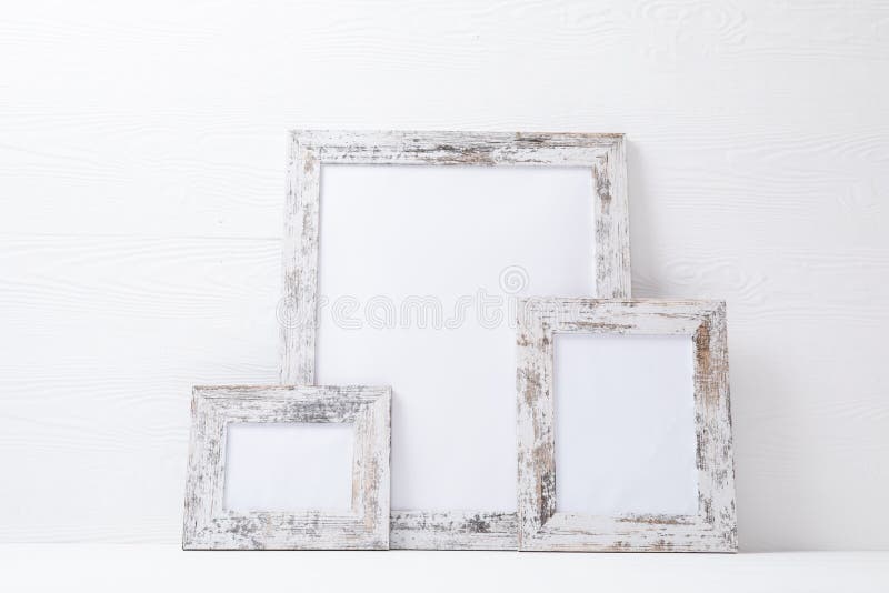 Composition of White Cards in Distressed White Frames with Copy Space ...