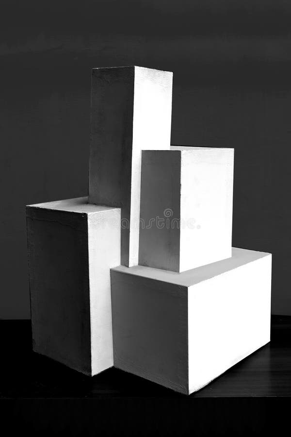 Composition of White Cubes on Black Background Stock Photo - Image of ...